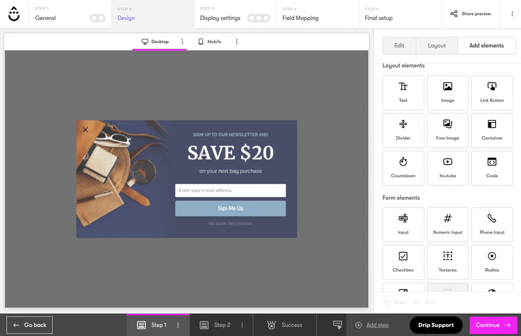 Can I create a campaign that only shows on mobile? – Drip Help Center