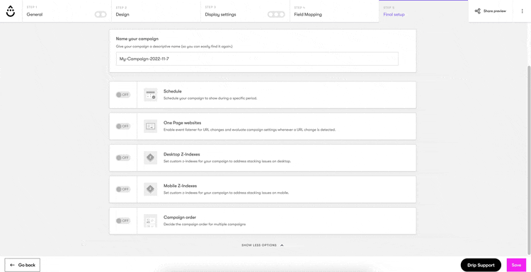 Campaign Order – Drip Help Center