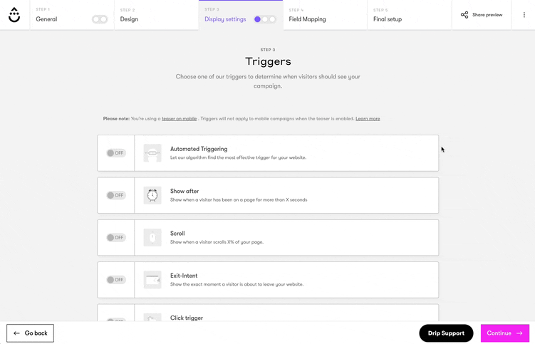 Click Trigger – Drip Help Center