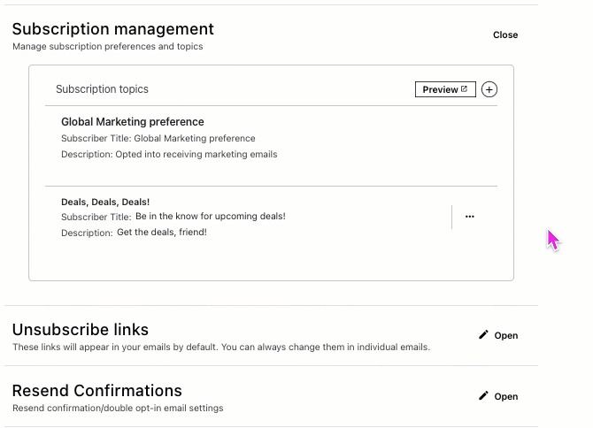 Subscription Topics – Drip Help Center